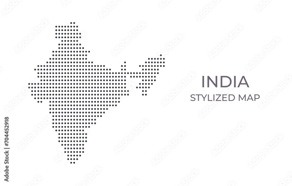 Dotted map of India in stylized style. Simple illustration of country ...