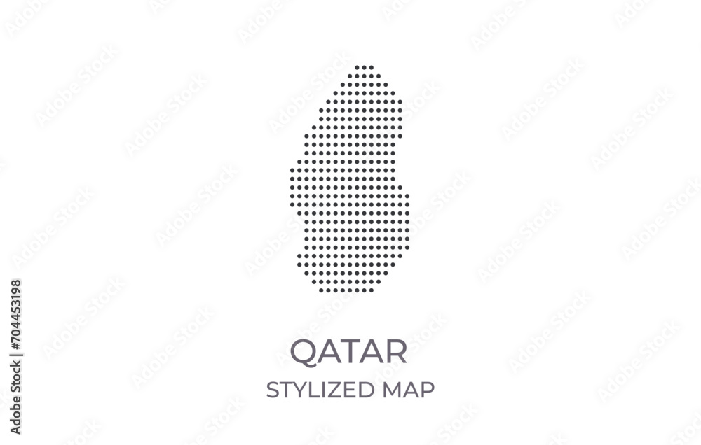 Dotted map of Qatar in stylized style. Simple illustration of country map for poster, banner ...