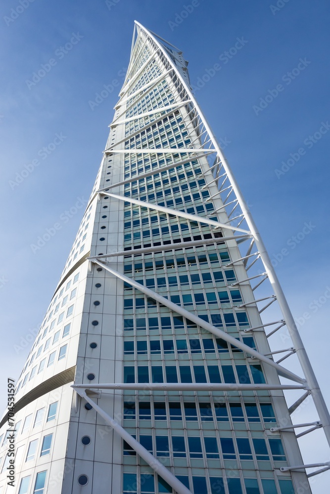 Famous Turning Torso skyscraper in Malmo, Sweden. Designed by architect ...