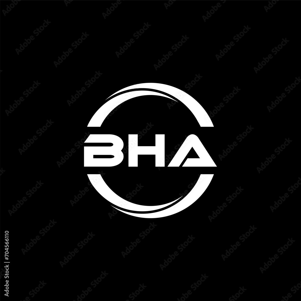 BHA letter logo design with black background in illustrator, cube logo ...
