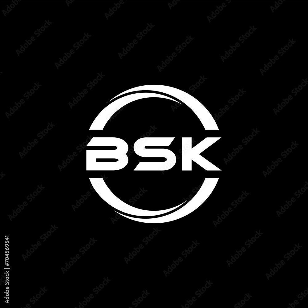 BSK letter logo design with black background in illustrator, cube logo ...