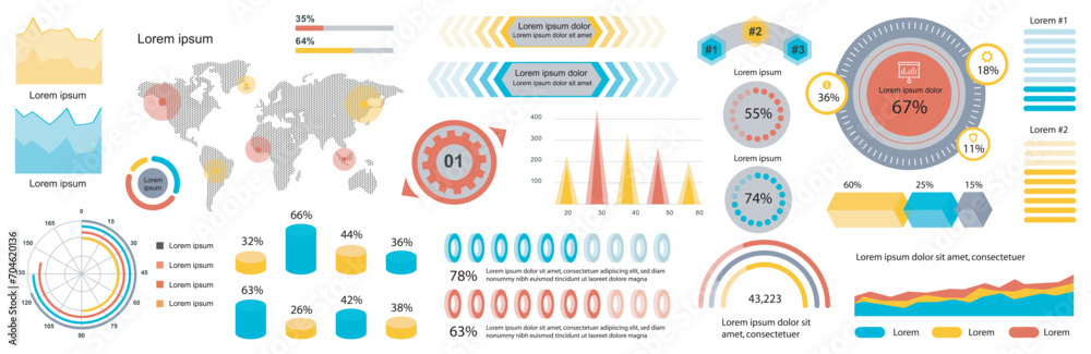 Mega set of infographic elements data visualization vector design ...