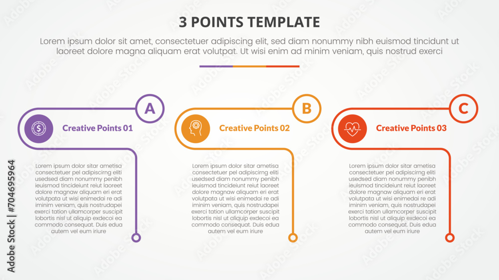 3 points stage template infographic concept for slide presentation with ...