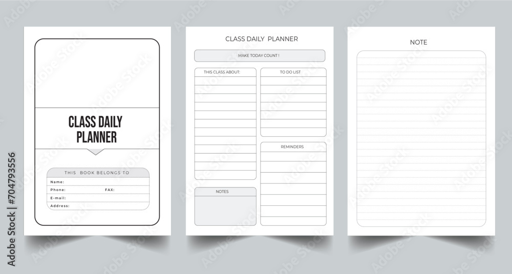 Editable Class Daily Planner Kdp Interior printable template Design ...