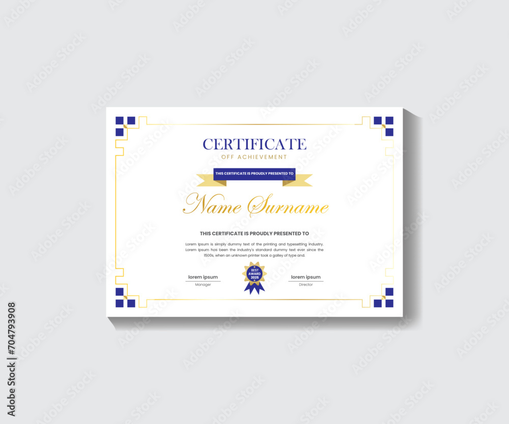 Vector template design for an award certificate of appreciation. Design ...
