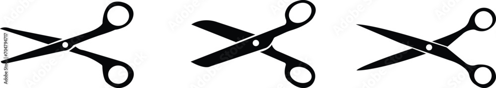 Set of scissor vector Flat Icon Design, cutting sign . black vector ...