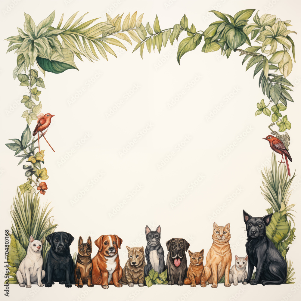 pet family friend frame border design with some blank space Stock Photo ...