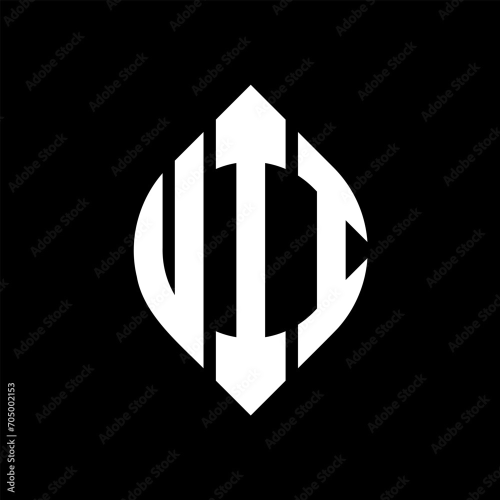 UII circle letter logo design with circle and ellipse shape. UII ...