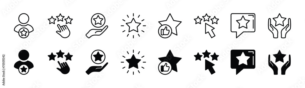 Customer review and feedback icon set. Rating thin line icon symbol for ...