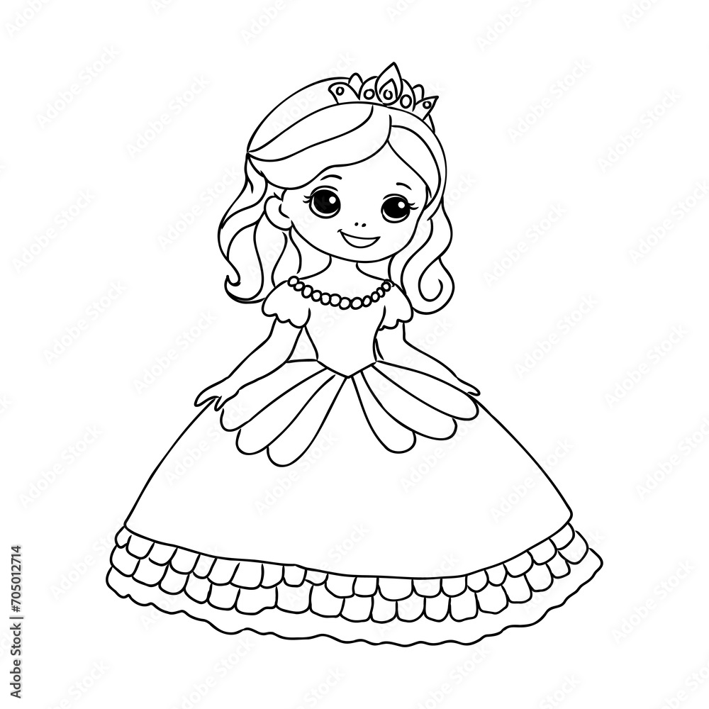 Little Princess Coloring page for kids Stock Vector | Adobe Stock