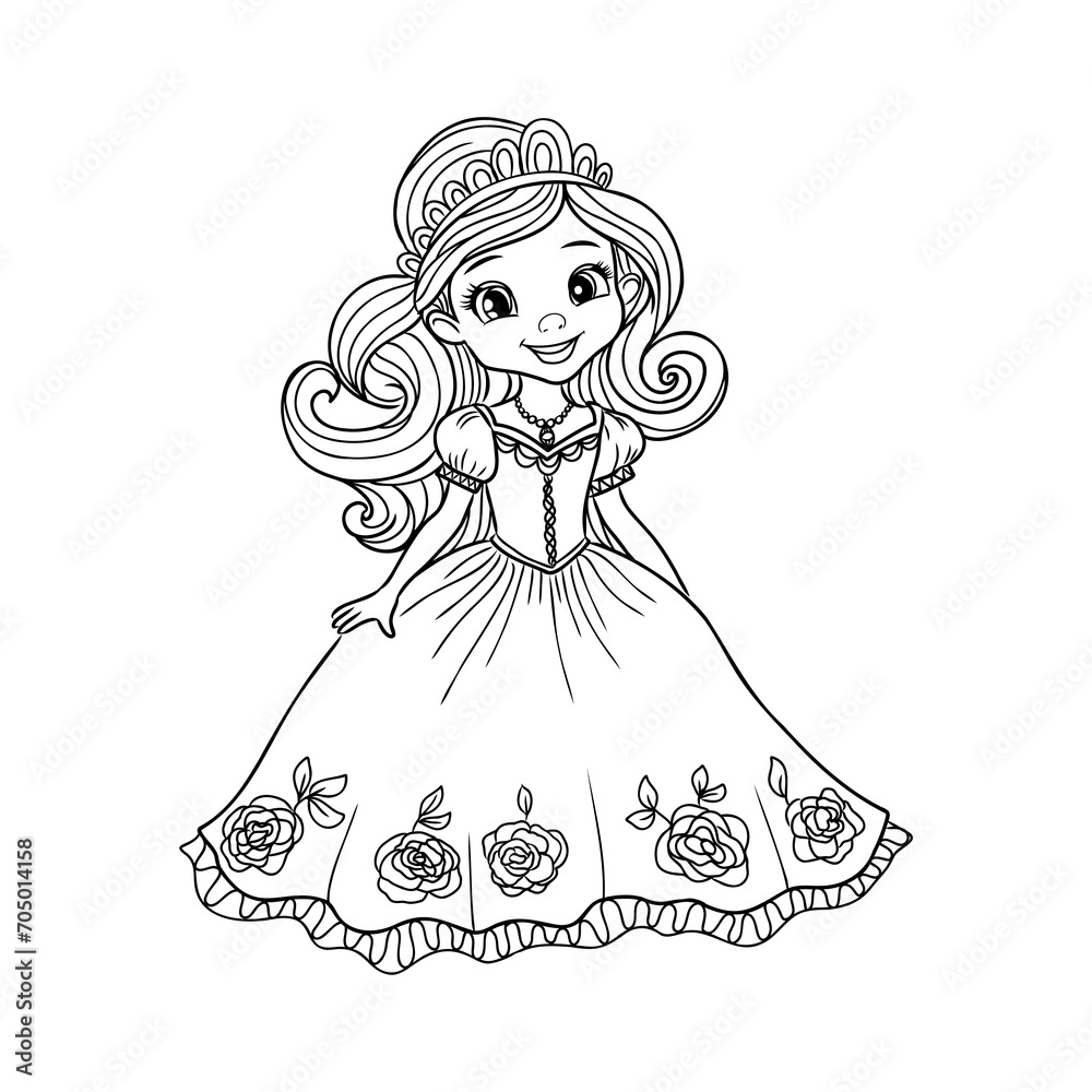 Little Princess Coloring page for kids Stock Vector | Adobe Stock
