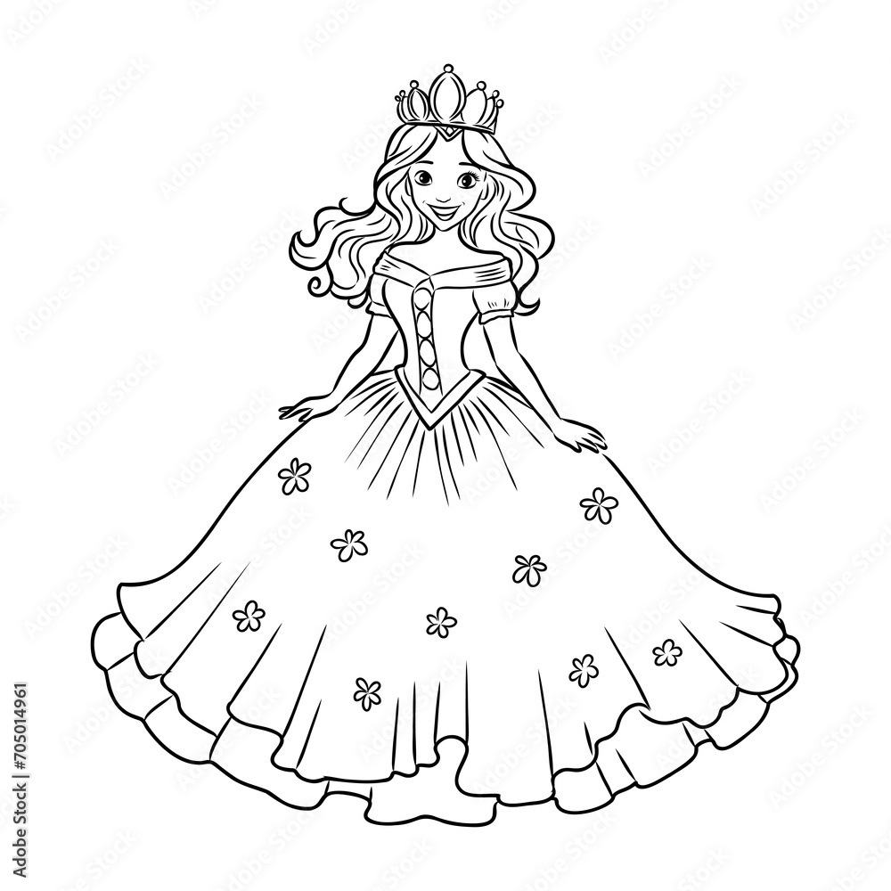 Little Princess Coloring page for kids Stock Vector | Adobe Stock