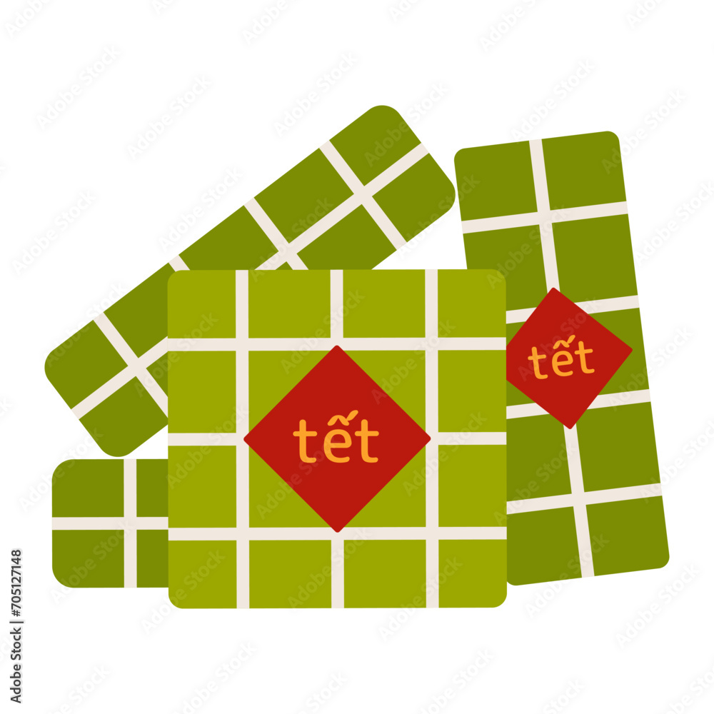 Vietnamese New Year traditional food rice cakes banh chung, banh tet ...