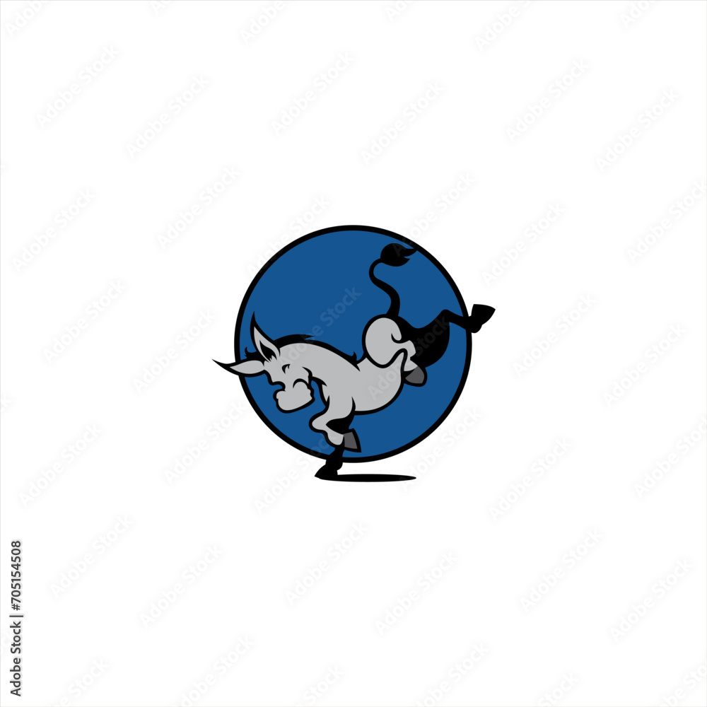 Angry donkey kick. Vector clip art illustration Stock Vector | Adobe Stock