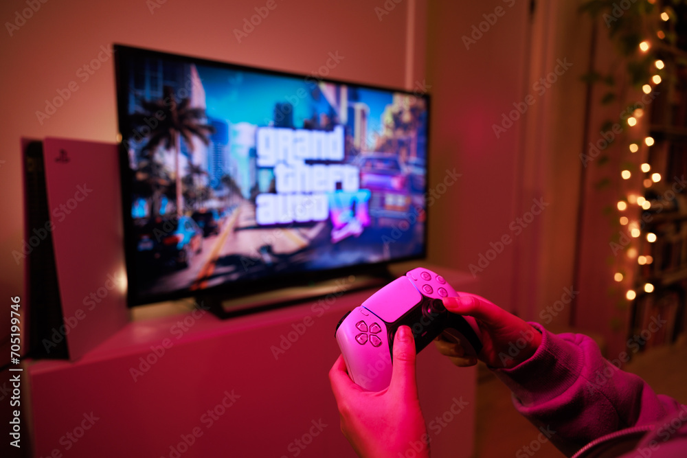 New Grand Theft Auto VI for PlayStation 5. Sony PS5 console. Dualsense ...