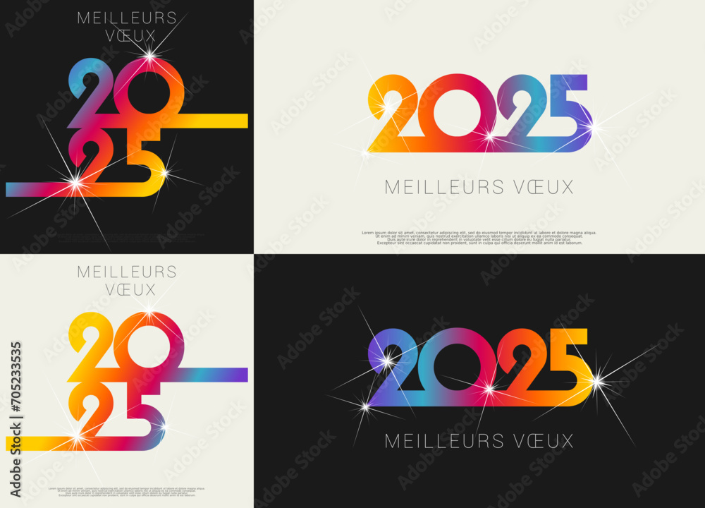 Bonne année - meilleurs vœux 2025 - vecteur pour affiche, bannière, salutation et célébration du ...