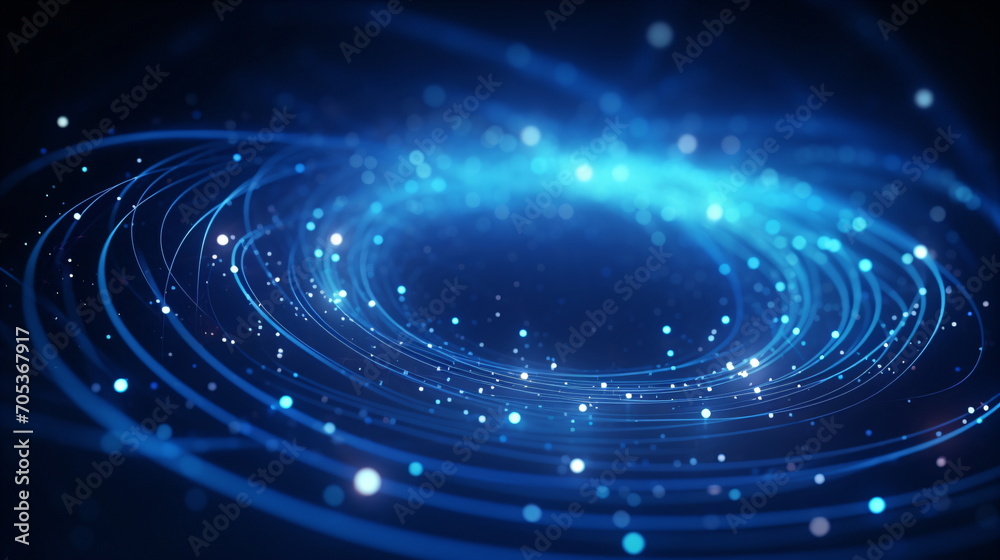 Technology particles spiral background with glowing lights - Generative ...