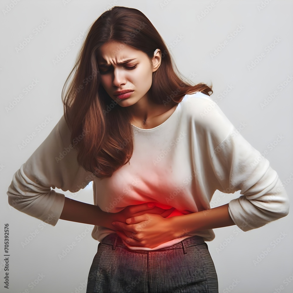 stomach ache. women have abdominal pain, indigestion, gastritis, menstrual cramps, flatulence ...