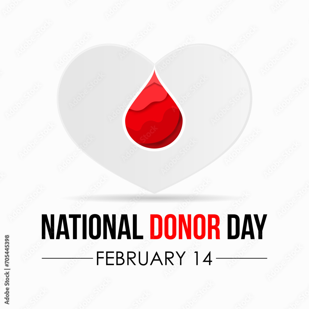 National Donor Day observed every year on february 14. Vector health ...