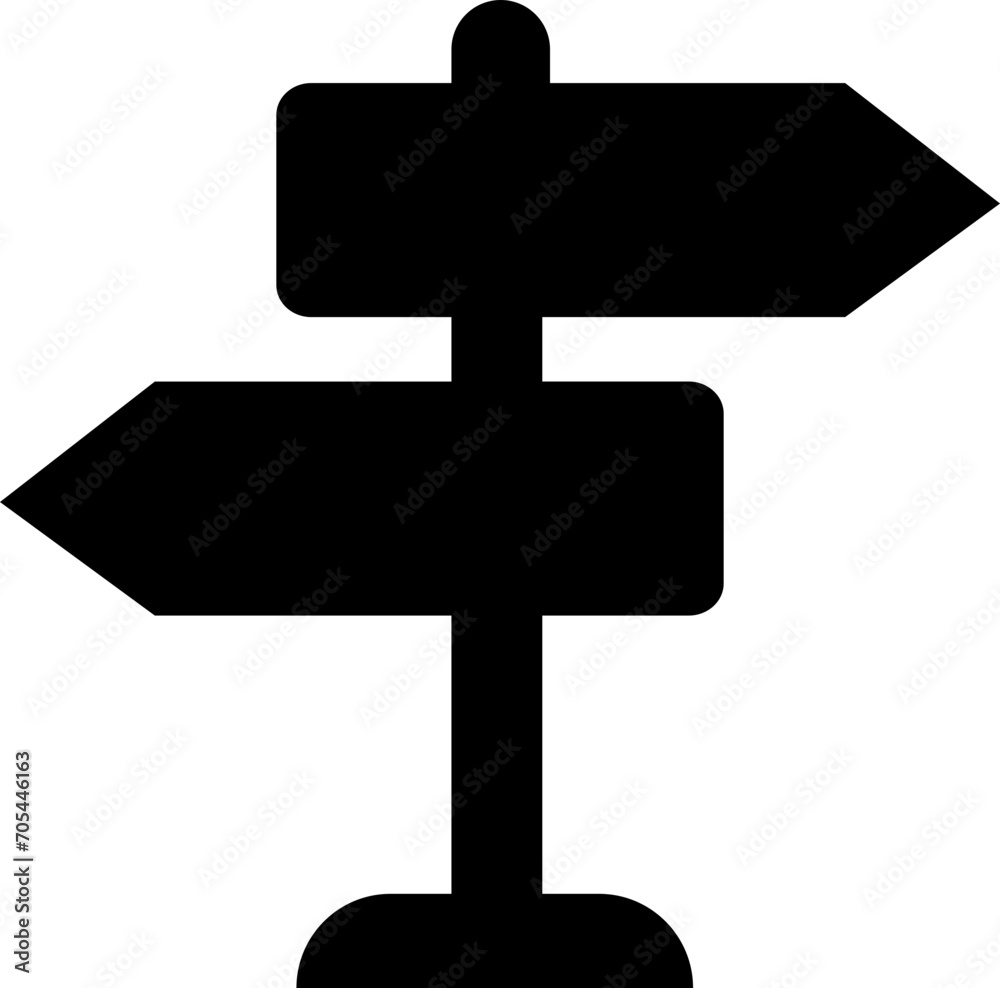 Traffic direction board icon. Street signpost filled vector isolate on ...