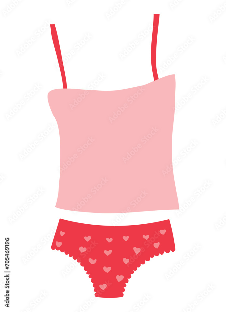 Hand Drawn Cute Underwear, Camisole and Panty Cartoon Vector ...