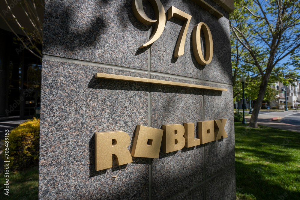 San Mateo, CA, USA - May 1, 2022: Roblox sign is seen at the ...