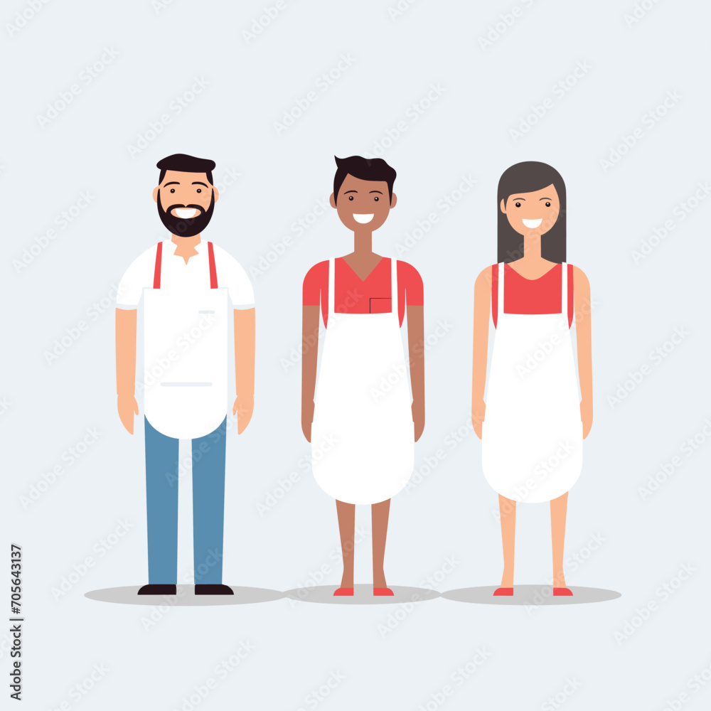 Three multicultural chefs smiling together in uniform. Teamwork in the ...