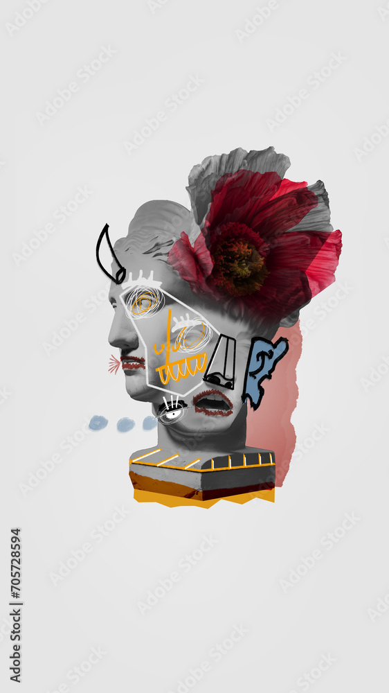 Foto de Stock Inner world. Bipolar disorder. Antique statue busts ...