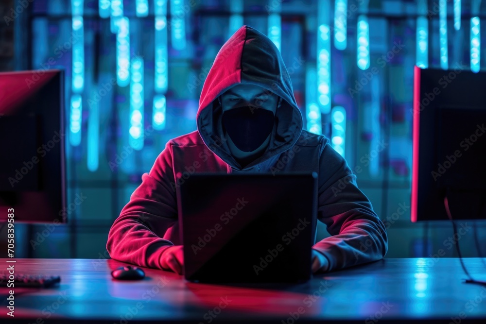 Symbolic Representation Of Cybercrime: Anonymous Hacker In Action Stock ...