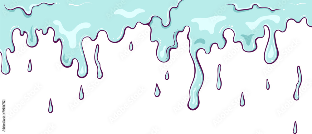Dripping liquid, slime, paint. Water drops, falling waterfall and ...