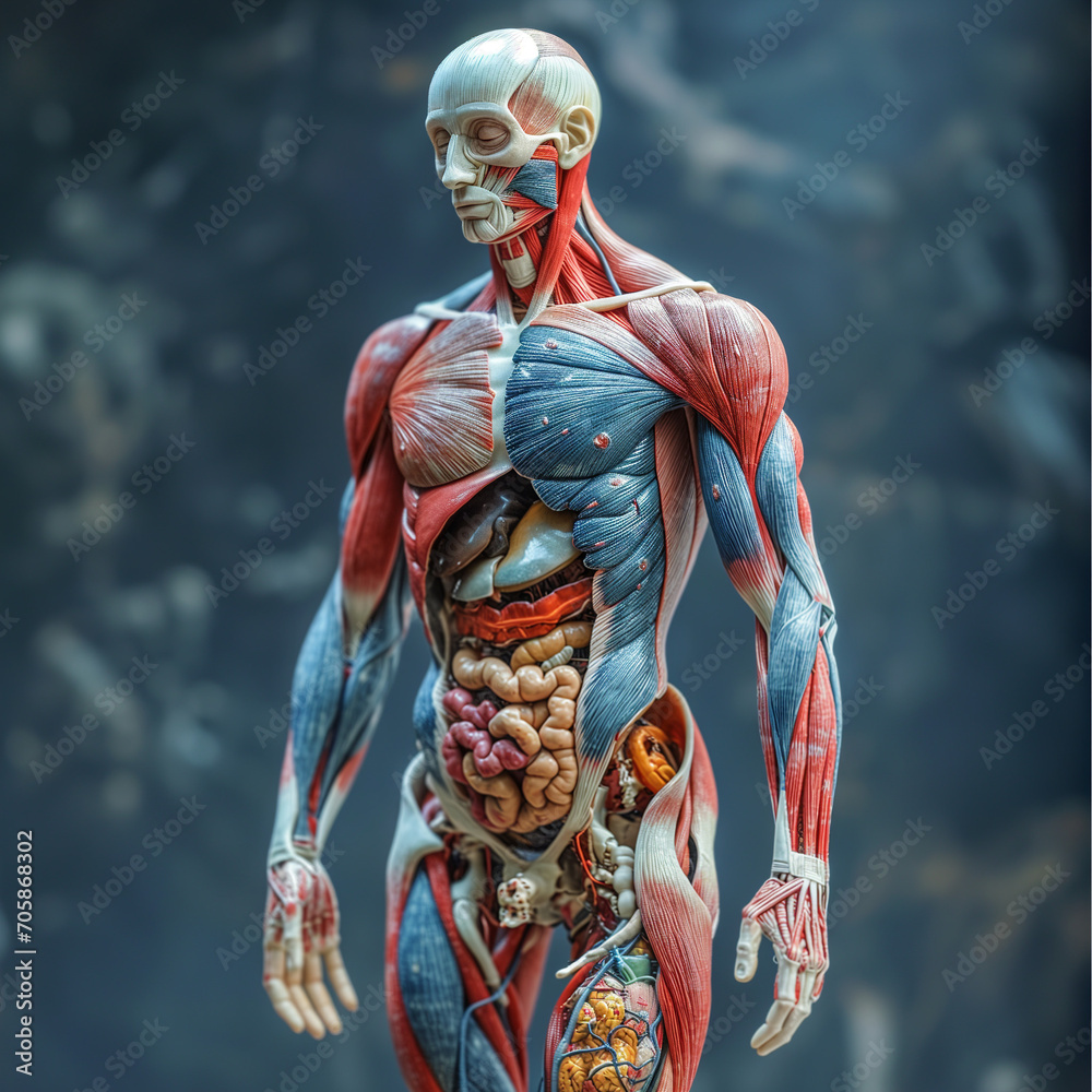 Anatomy of the Human Body with muscles, organs, nerves Stock ...