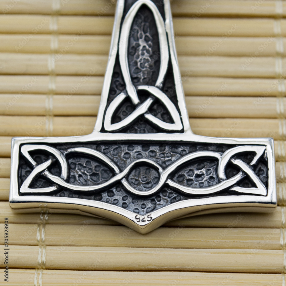 Photo Stock Silver Mjolnir pendant. Peruns ax. Pagan Style. Ancient ...