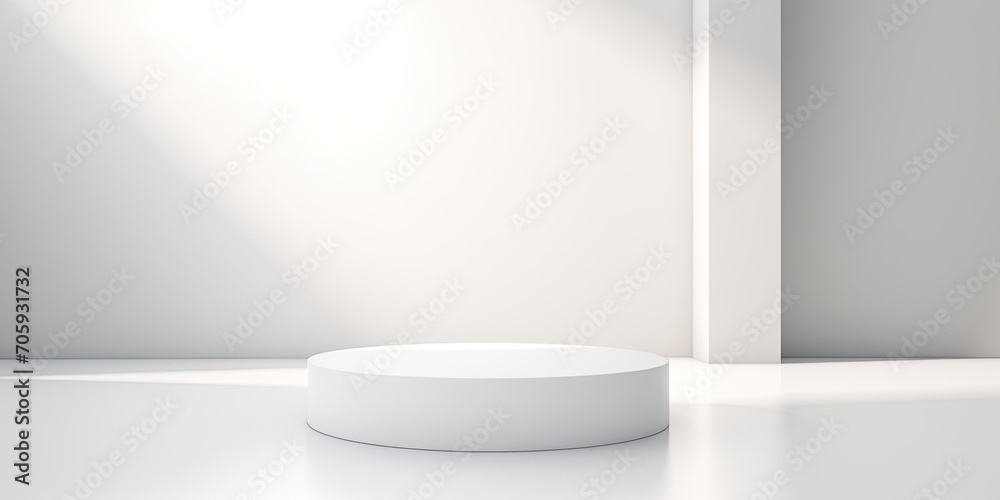 White studio background with abstract stand for product presentation ...