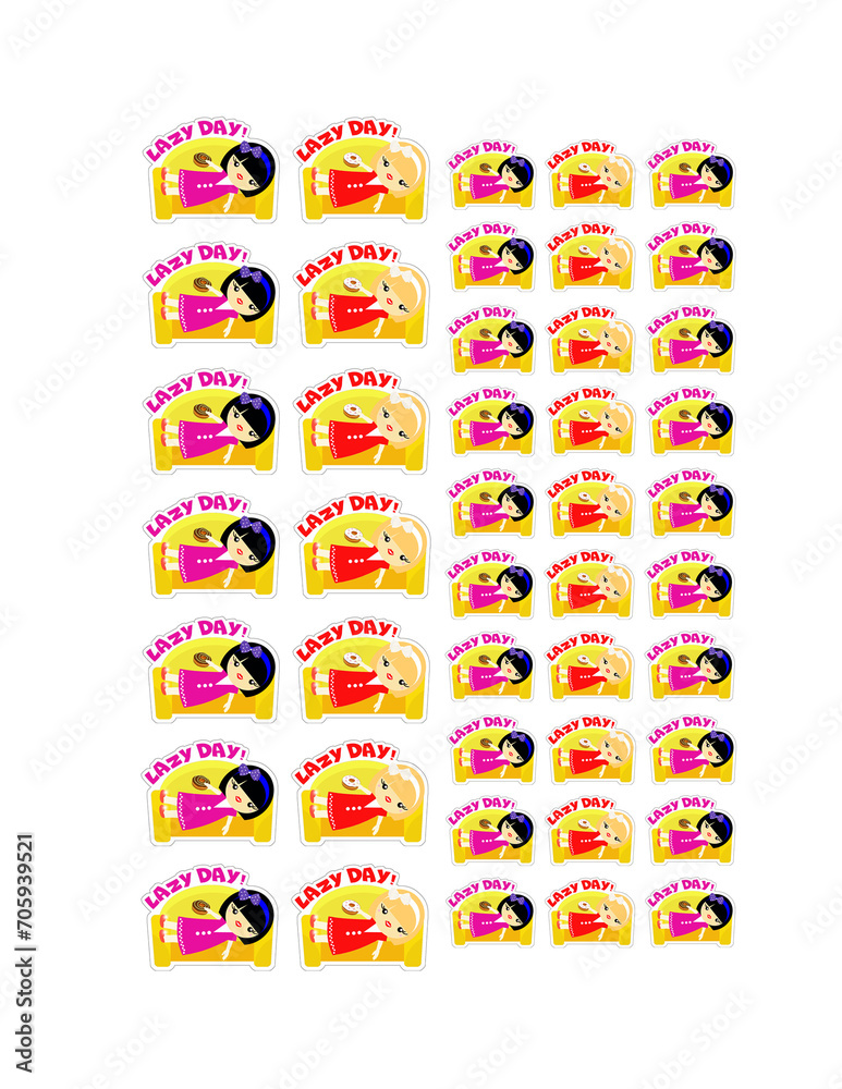 Kawaii Reminders Lazy Day Sticker Girl Holiday Planner, transparent ...
