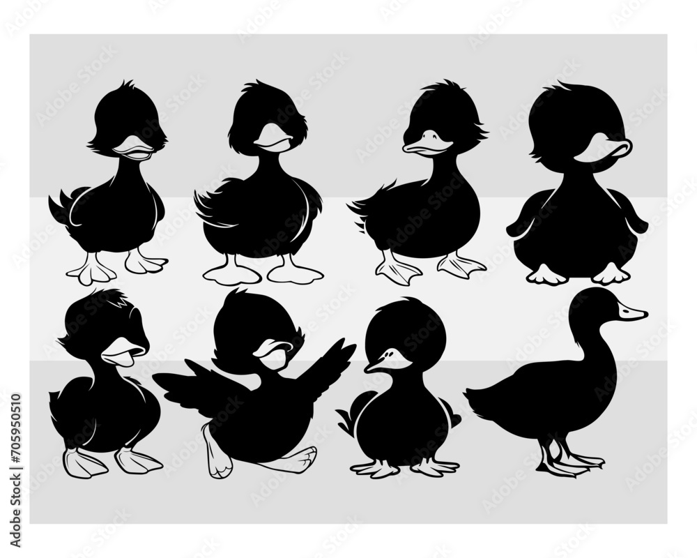 Vector de Stock Duck Svg, Duck Silhouette, Buby Duck svg, Cute Duck ...