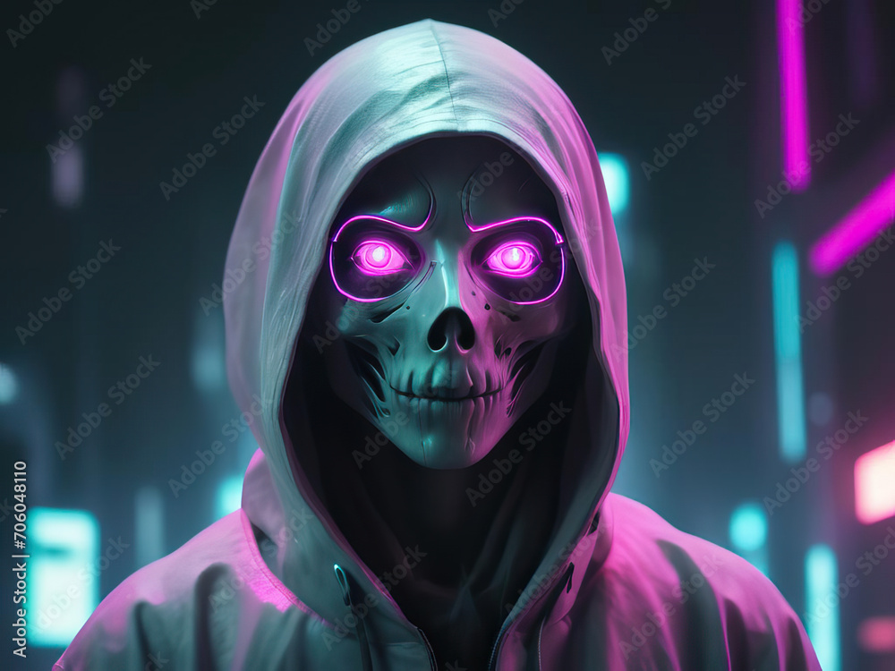 Ilustracja bez tantiem: Ethereal Cyberpunk Specter - A futuristic ...