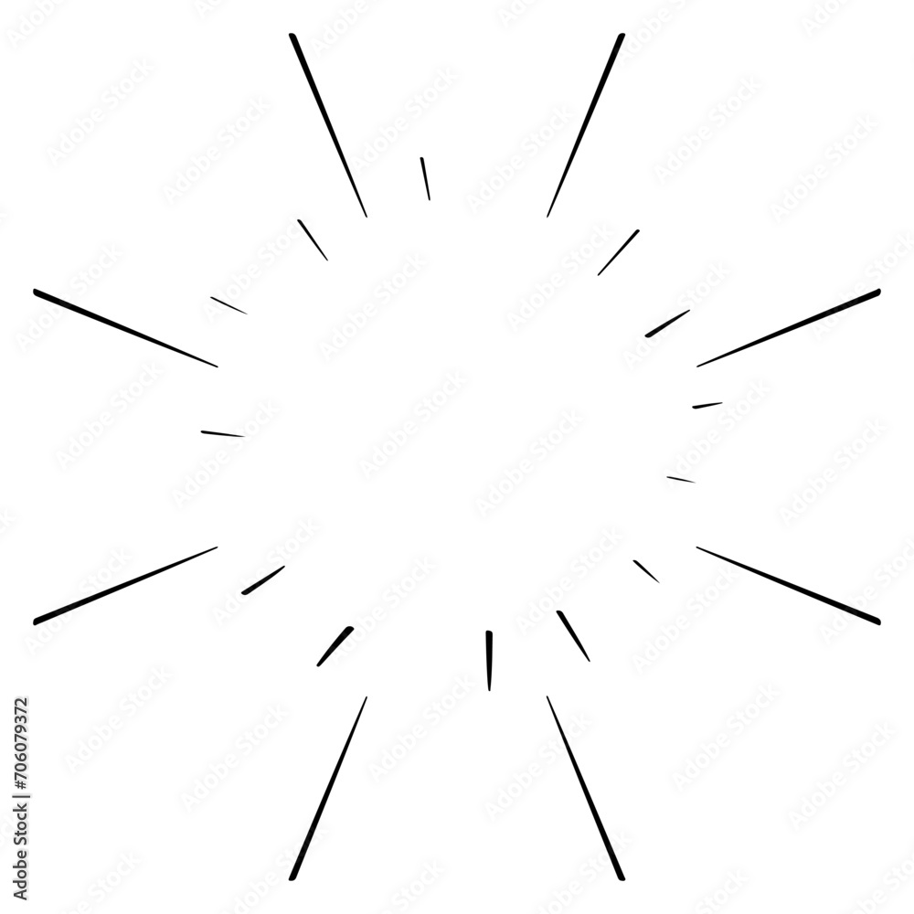 Doodle sketch style of Starburst, sunburst, Element Fireworks Black ...