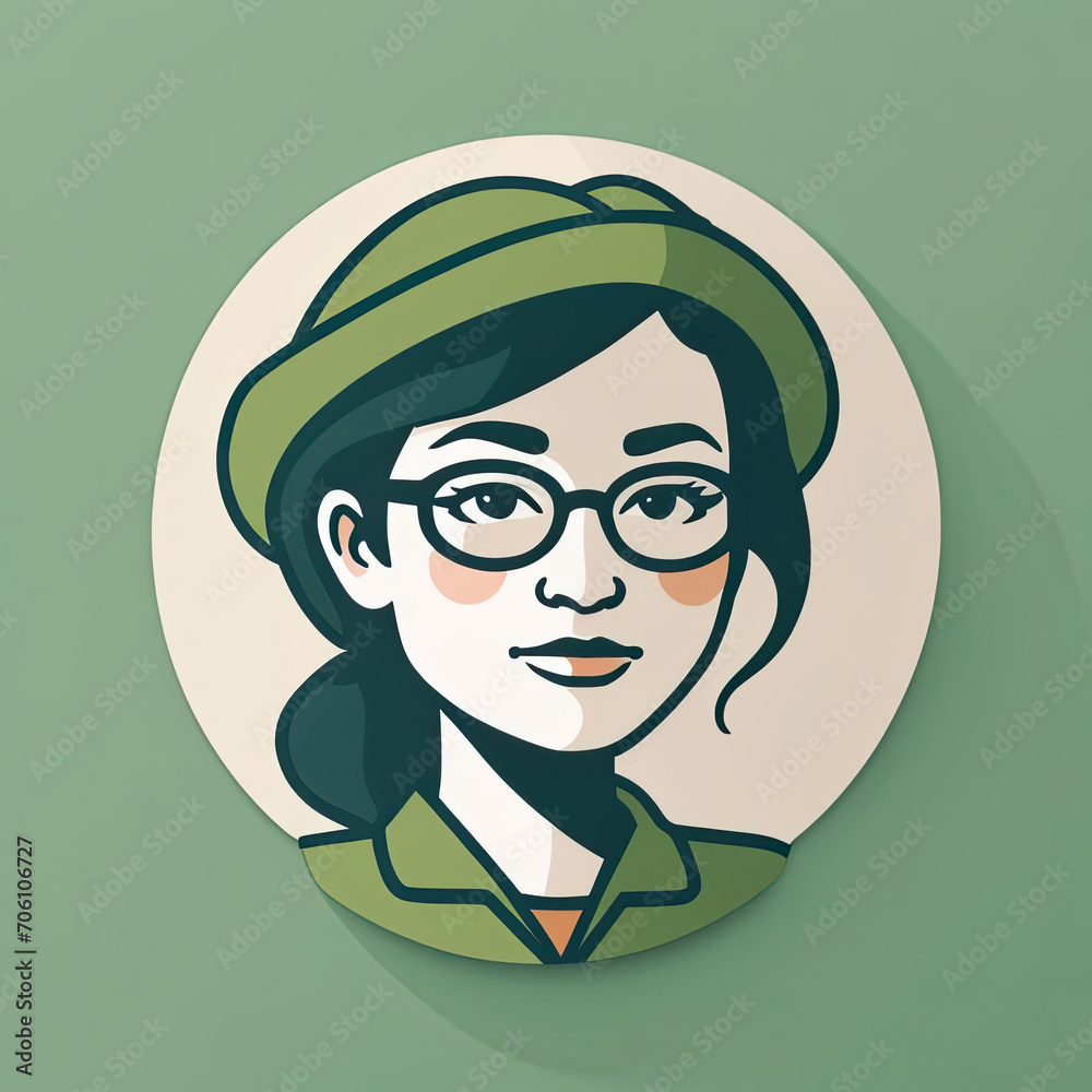 Nature-Inspired Environmental Activist - Flat icon of a female with a ...