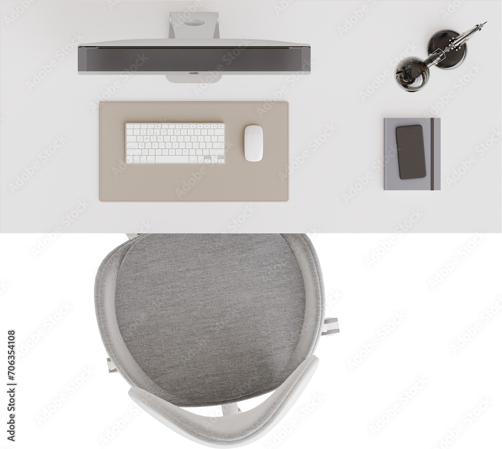 Top view isolated png Desk set, Office design layout, architecture ...