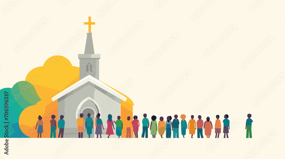 diversity and inclusivity of church congregations in a vector scene ...