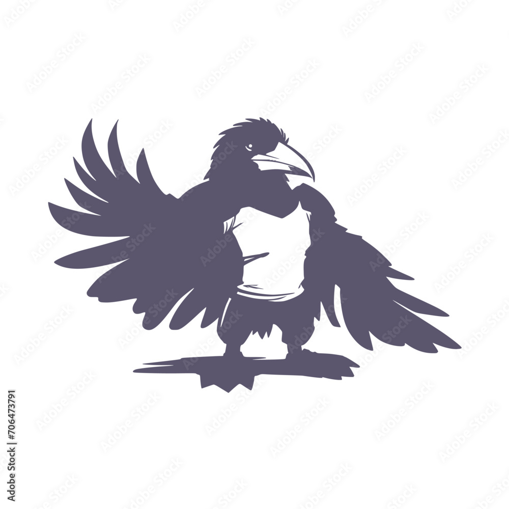 Cartoon raven mascot for sport and esport team club. Basketball or ...