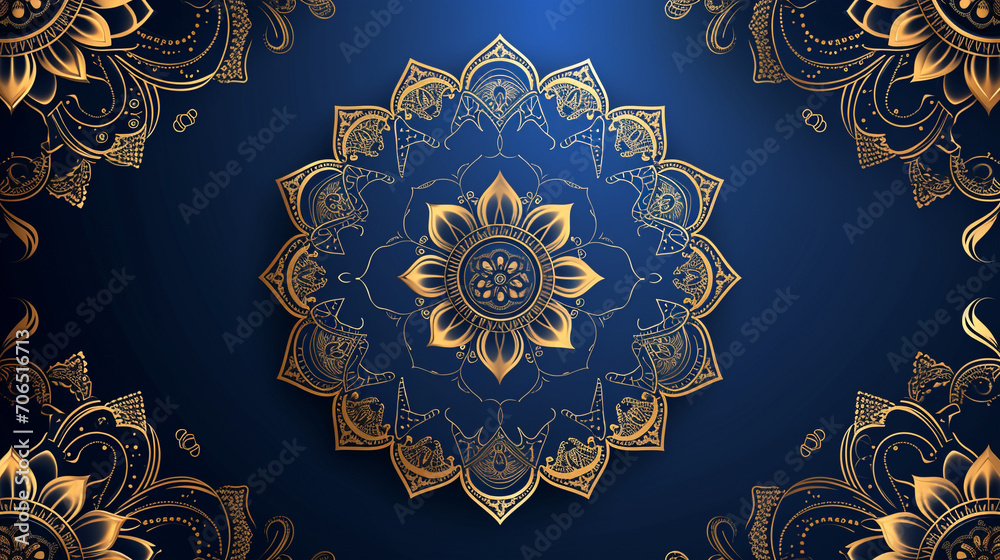 Indian style blue background template design for cover, business ...
