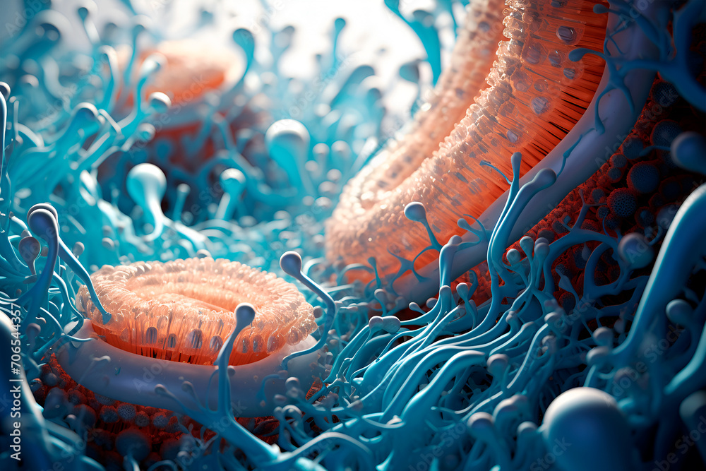 biological tissues and cells of body structure under microscope ...