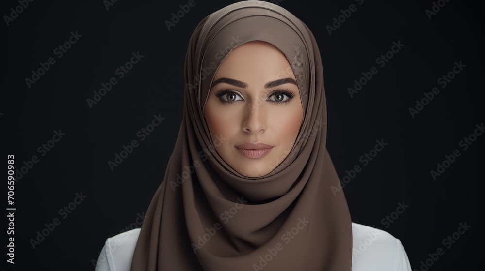 Portrait of a smiling Islamic woman. Cute Muslim girl. Beautiful Muslim ...