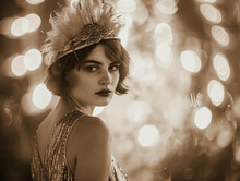 Vintage Christmas Flapper Woman Art Free Stock Photo - Public Domain ...