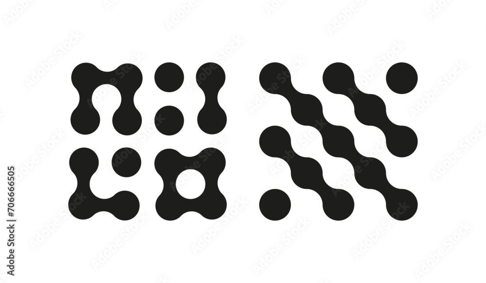 Abstract blob icon. Set of Metaball logo. Connected dots symbol isolated on a white background ...