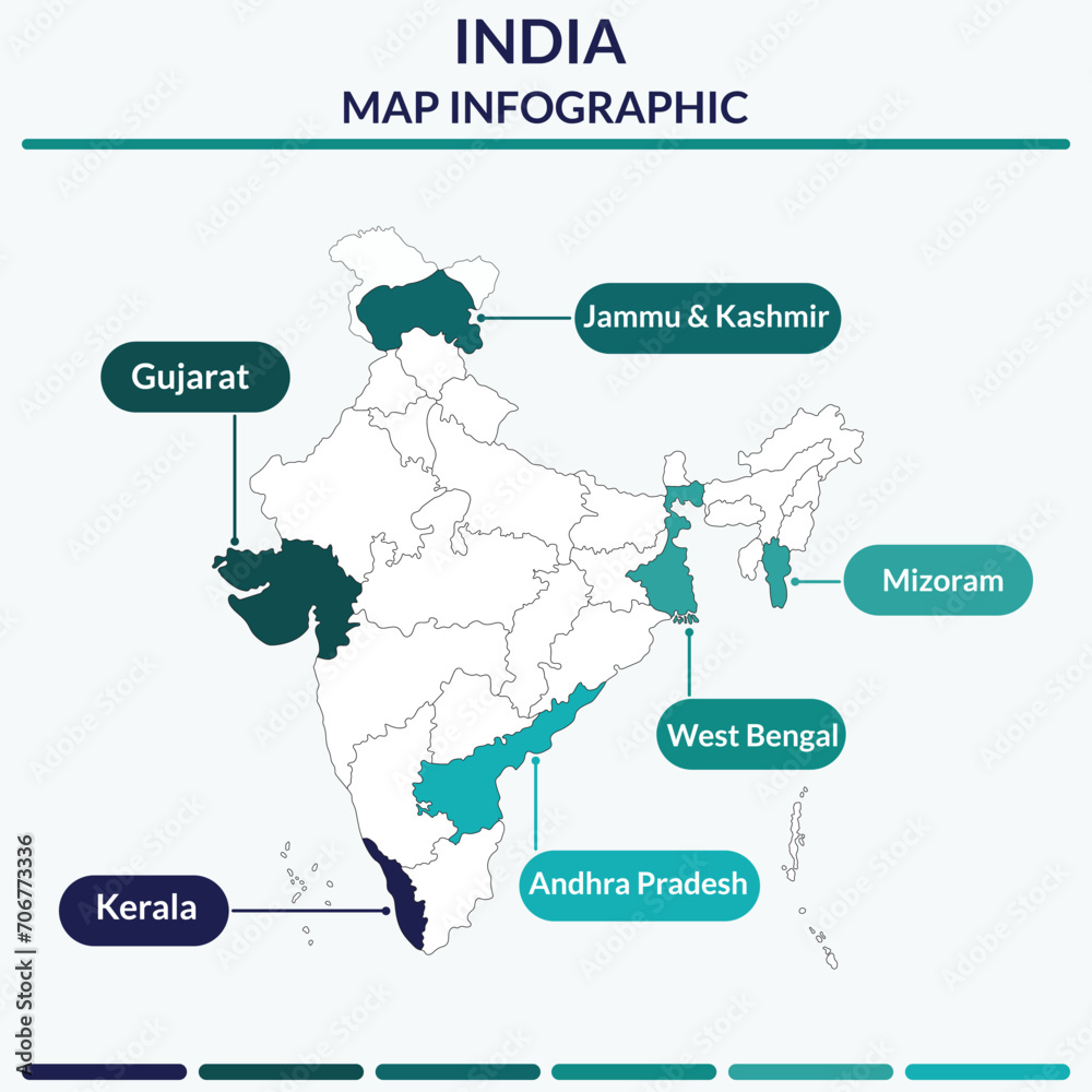 Infographic of India map. Infographic map Stock Vector | Adobe Stock