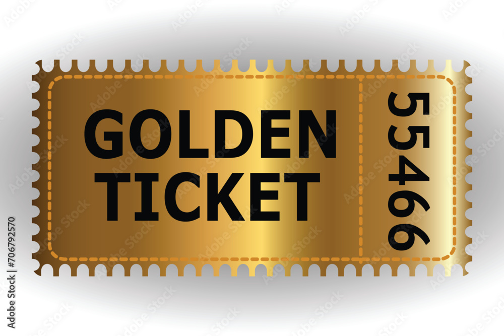 Realistic golden raffle tickets icon symbol flat style illustration ...