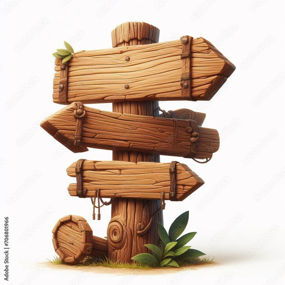 Blank empty wooden rustic signage sign board signpost post wood on ...