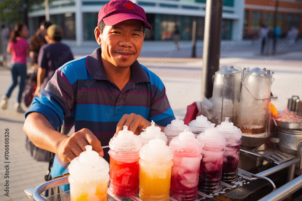 Trabajador con Rostro Apacible Brinda Raspados Tradicionales de Panamá ...